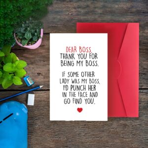 Huameigf Happy Boss’s Day Card for Boss Lady, Cute Card Gifts for Boss Lady, Funny Boss Birthday Card from Employee, Dear Boss Lady Gifts for Women Her