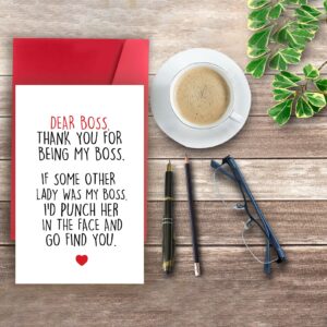 Huameigf Happy Boss’s Day Card for Boss Lady, Cute Card Gifts for Boss Lady, Funny Boss Birthday Card from Employee, Dear Boss Lady Gifts for Women Her