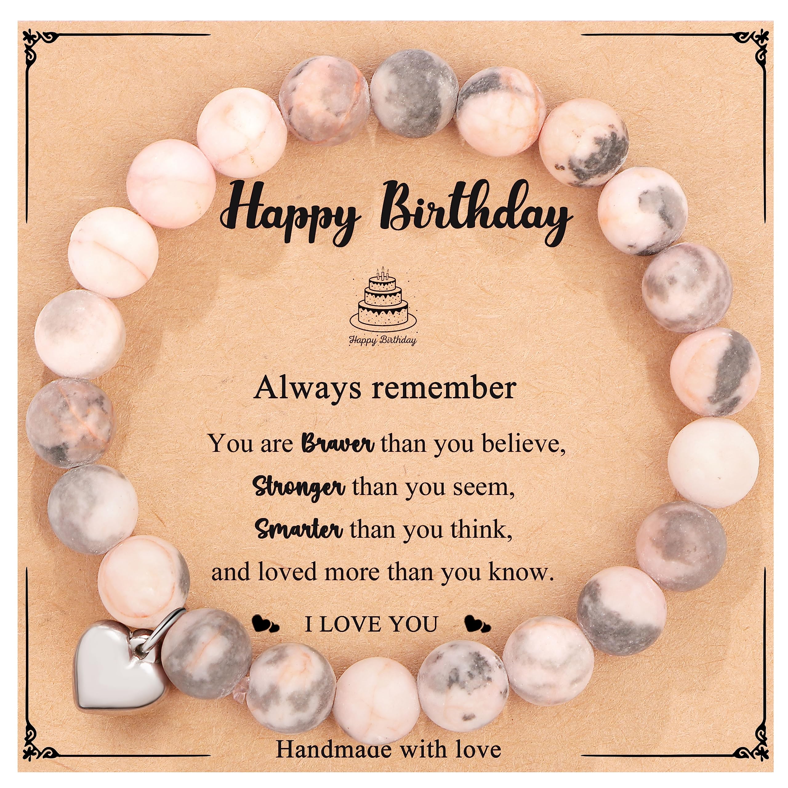 Yiyang Birthday Gifts for Women Sister Mom Friends Sister Wife Friendship Bracelets 18th 21st 50th 60th Birthday Natural Stone Healing Bracelets Beads Happy Birthday Gifts for Women Aunt Grandma