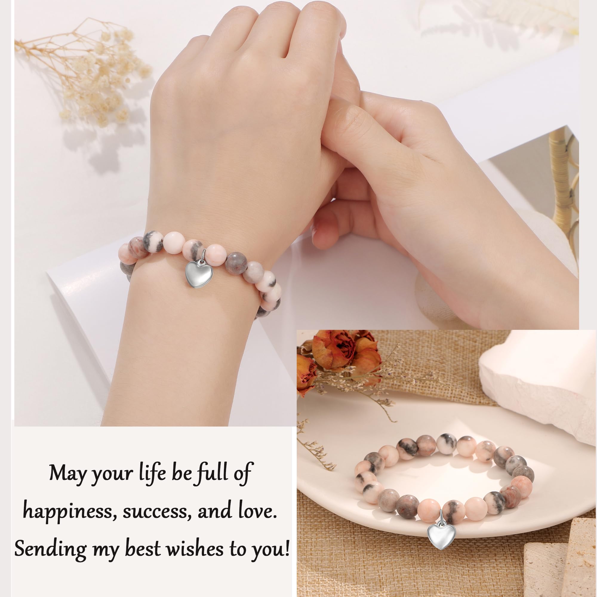 Yiyang Birthday Gifts for Women Sister Mom Friends Sister Wife Friendship Bracelets 18th 21st 50th 60th Birthday Natural Stone Healing Bracelets Beads Happy Birthday Gifts for Women Aunt Grandma