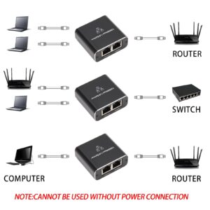 Pushua Ethernet Splitter 1 to 2 High Speed 1000Mbps, Gigabit Ethernet Splitter, LAN Splitter with USB Power Cable, RJ45 Splitter for Cat5/5e/6/7/8 Cable(2 Devices Simultaneously Networking)