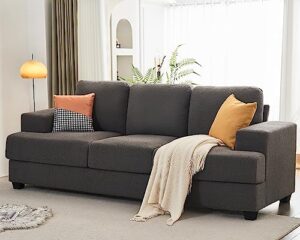 vanacc 89 inch sofa, comfy sofa couch with extra deep seats, modern sofa- 3 seater sofa couch for living room apartment lounge, grey bouclé