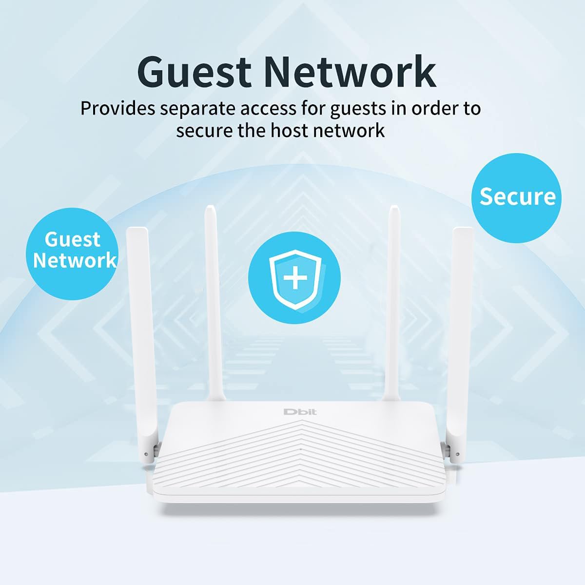 DBIT AC1200 Dual Band WiFi Router 1200Mbps Wireless Internet Router, 4 x 10/100/1000 Mbps Gigabit Ethernet Ports, Supports EasyMesh, Guest WiFi, Access Point Mode, IPv6 and Parental Controls