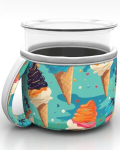 takeflight neoprene ice cream sleeve for ninja creami pints - chilled comfort for your frozen favorites - thermal insulation cozy to prolong ice cream freshness - enhanced grip handle, hand washable