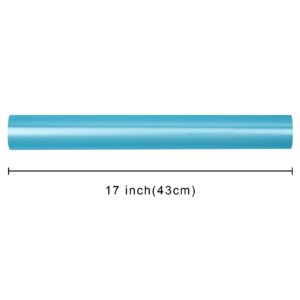 Flyhill Sky Blue Metallic Wrapping Paper-Mini Roll 17inch*32.8ft（46.8sqft-Solid Color Matte Light Paper for Christmas,Birthday,Wedding,Bridal Shower