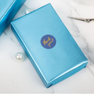 Flyhill Sky Blue Metallic Wrapping Paper-Mini Roll 17inch*32.8ft（46.8sqft-Solid Color Matte Light Paper for Christmas,Birthday,Wedding,Bridal Shower