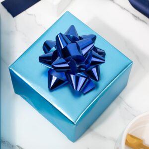 Flyhill Sky Blue Metallic Wrapping Paper-Mini Roll 17inch*32.8ft（46.8sqft-Solid Color Matte Light Paper for Christmas,Birthday,Wedding,Bridal Shower