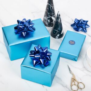 Flyhill Sky Blue Metallic Wrapping Paper-Mini Roll 17inch*32.8ft（46.8sqft-Solid Color Matte Light Paper for Christmas,Birthday,Wedding,Bridal Shower