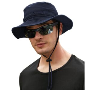 outdoor quick-drying sun hat for men, summer man foldable sun protection wide brim sun hats bucket hats beach hat upf 50+ navy