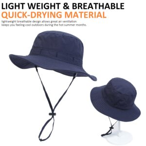 Outdoor Quick-Drying Sun Hat for Men, Summer Man Foldable Sun Protection Wide Brim Sun Hats Bucket Hats Beach Hat UPF 50+ Navy