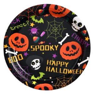 jassewrly 30 pcs halloween paper plates, halloween party plates halloween pumpkin paper plates halloween dessert plates, halloween disposable plates halloween birthday plates party supplies tableware