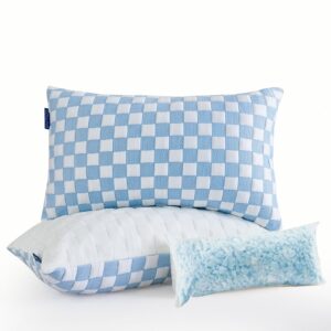 bioeartha cooling gel memory foam pillows for side and back sleepers - adjustable, washable queen size set of 2 with removable covers