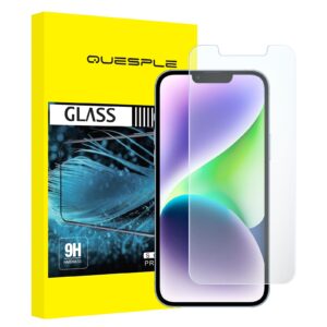 quesple matte glass screen protector for iphone 13 pro max/14 plus 6.7 inch, anti-glare tempered glass film, easy installation case friendly