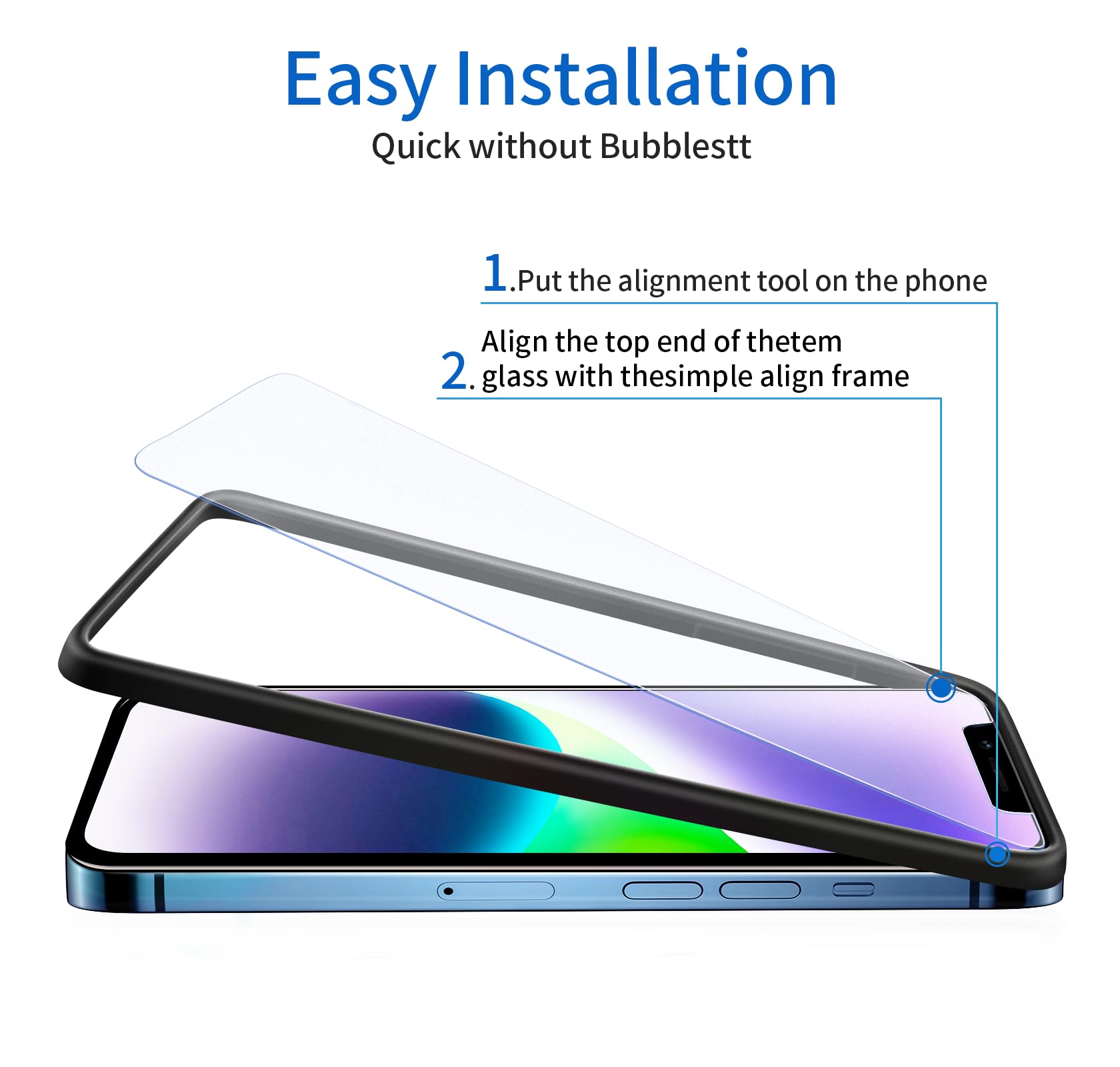 QUESPLE Matte Glass Screen Protector for iPhone 13 Pro Max/14 Plus 6.7 inch, Anti-Glare Tempered Glass Film, Easy Installation Case Friendly