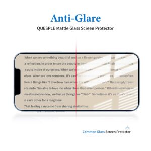 QUESPLE Matte Glass Screen Protector for iPhone 13 Pro Max/14 Plus 6.7 inch, Anti-Glare Tempered Glass Film, Easy Installation Case Friendly