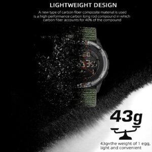 DIDITIME Tactical Watches for Men, Military Watches for Men, Waterproof 164FT, Fitness Watch, Mens Digital Watches with Compass, Metronome, Pedometer, Lightweight Breathable Nylon Watch