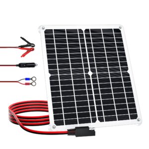 20w solar battery panel charger, 12v solar battery maintainer, waterproof solar panel trickle charging kit with 3-color led indicator for rv, car, automotive, motorcycle, boat, marine, trailer