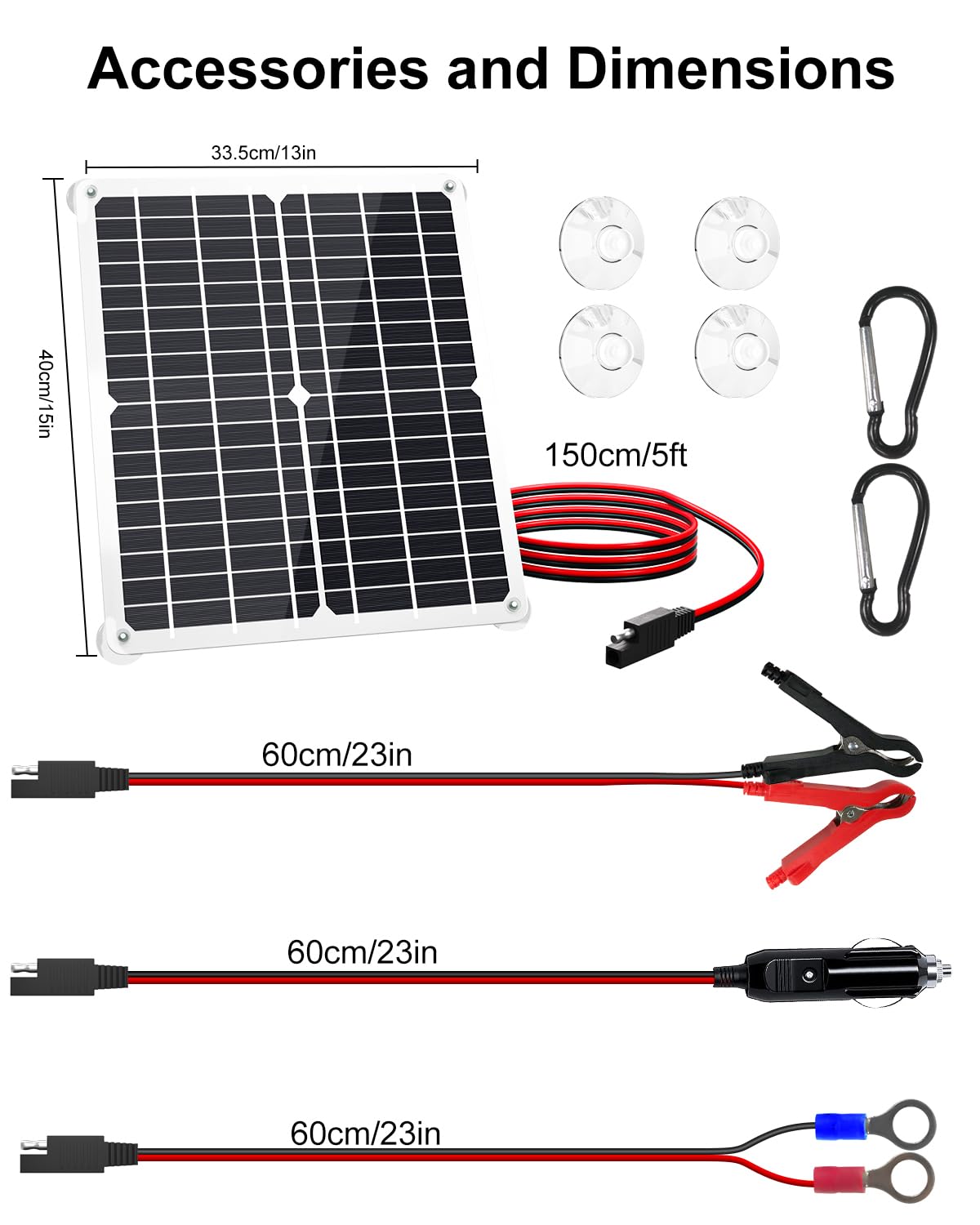 20W Solar Battery Panel Charger, 12V Solar Battery Maintainer, Waterproof Solar Panel Trickle Charging Kit with 3-Color LED Indicator for RV, Car, Automotive, Motorcycle, Boat, Marine, Trailer