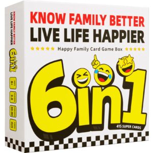 fun card games for kids, adults, family-board games for family game night with 415 conversation and challenge cards, for ages 8 and up-know family better, live life happier-family games 6 in 1 set