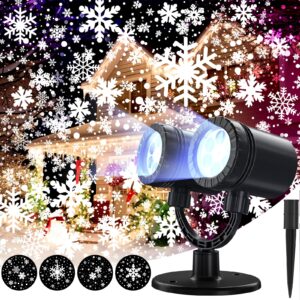 snowflake projector lights outdoor, upgrade 2.0 hd dynamic christmas projector lights outdoor, ip65 waterproof snow projection light for xmas, holiday, wedding, party, home, garden landscape