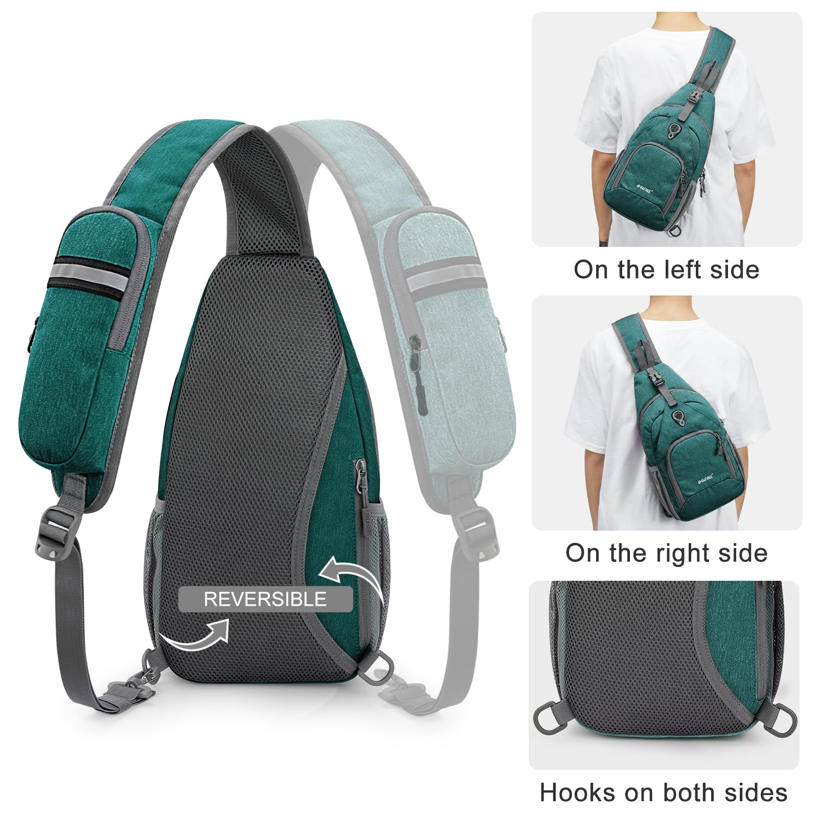 G4Free RFID Sling Bag Crossbody Sling Backpack Small Chest Shoulder Backpack Men Women Hiking Outdoor(Green)