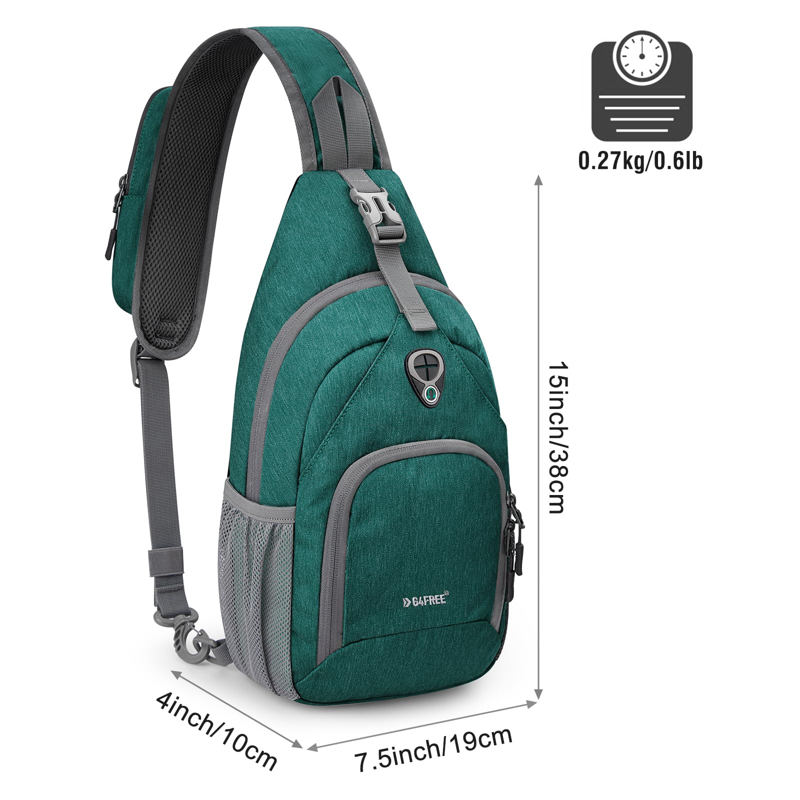 G4Free RFID Sling Bag Crossbody Sling Backpack Small Chest Shoulder Backpack Men Women Hiking Outdoor(Green)