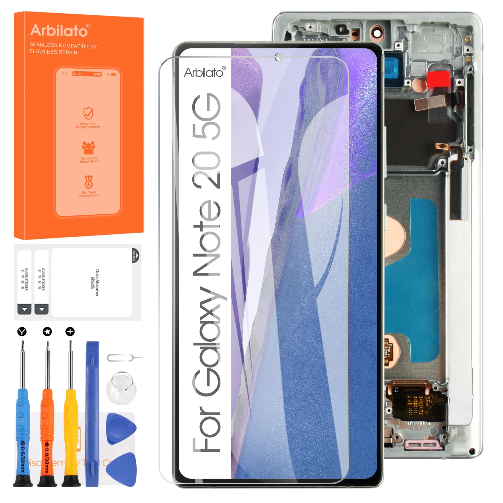 Original Screen for Samsung Galaxy Note 20 5G Screen Replacement for Samsung N980 LCD Screen SM-N980F,SM-N981B,SM-N981U Touch Display Digitizer Assembly Repair Parts(Green with Frame)