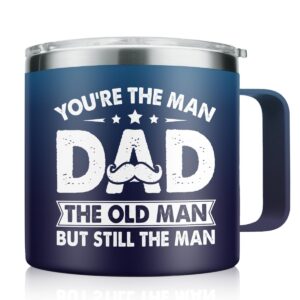 sandjest dad tumbler 14oz insulated coffee mug with handle you are the man dad stainless steel travel tumblers best dad ever gifts for birthday christmas gift for daddy dads father from daughter son