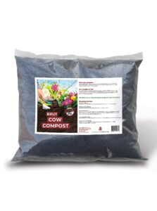 brut organic cow compost - 5 quart - nutrient-rich fertilizer for thriving gardens - safe, pure, and effective