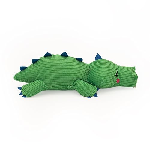 ZippyPaws Snooziez with Shhhqueaker - Alligator Dog Toy with Silent Squeakers, Quiet Puppy Toys for Boy and Girl Dogs, Small Plush Dog Gifts