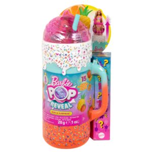 Barbie Pop Reveal Doll & Accessories, Rise & Surprise Fruit Series Gift Set with Scented Doll, Squishy Scented Pet, Color Change, Moldable Sand & More, 15+ Surprises