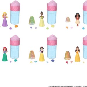 Mattel Disney Princess Toys, Small Doll Royal Color Reveal with 6 Surprises Including Scented Ring & 4 Accessories, Garden Party Series (Dolls May Vary)