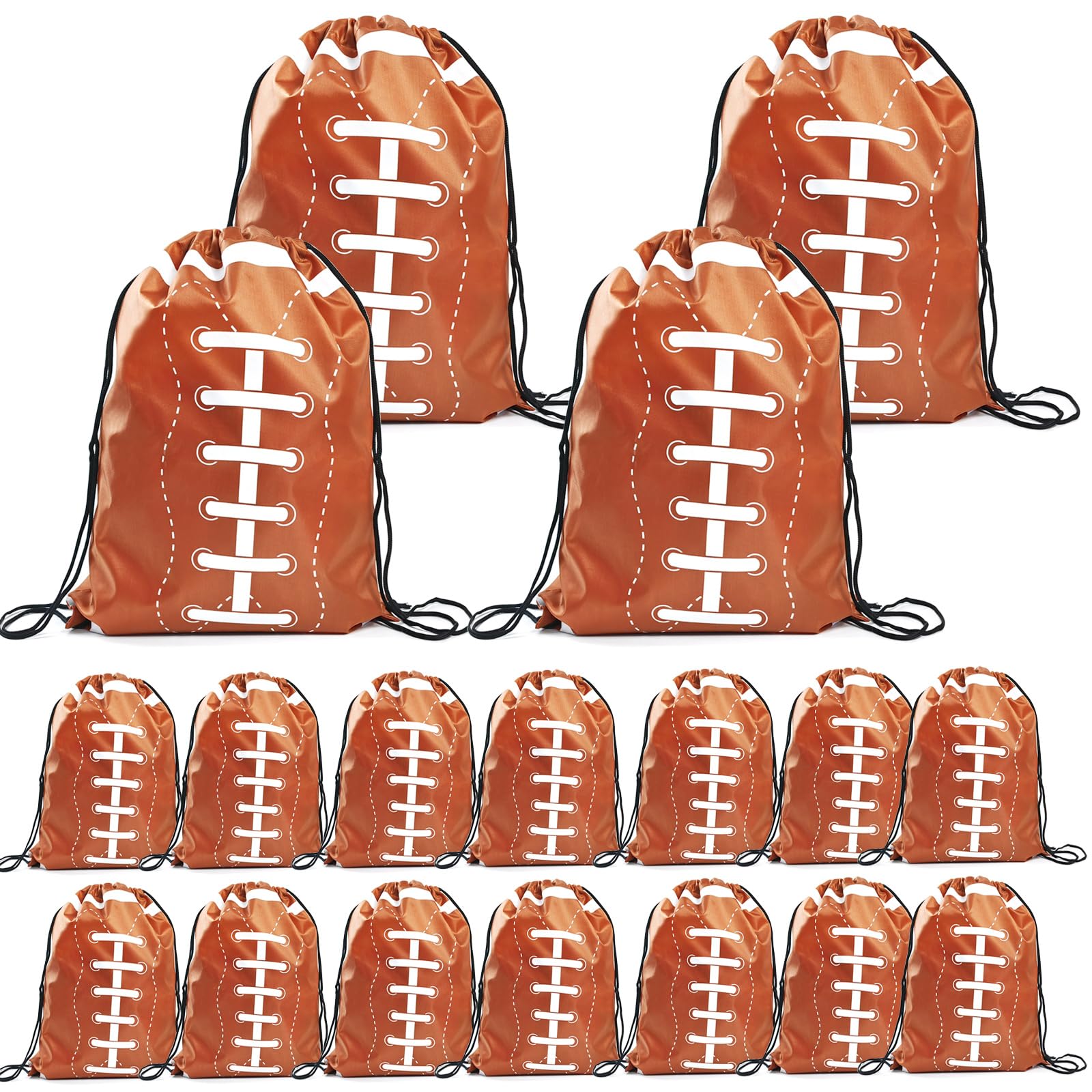 18 Pieces Football Drawstring Bag, Football Drawstring Backpacks Party Favors Cinchs Football Goodie Bags for Gym Party Favors Bags