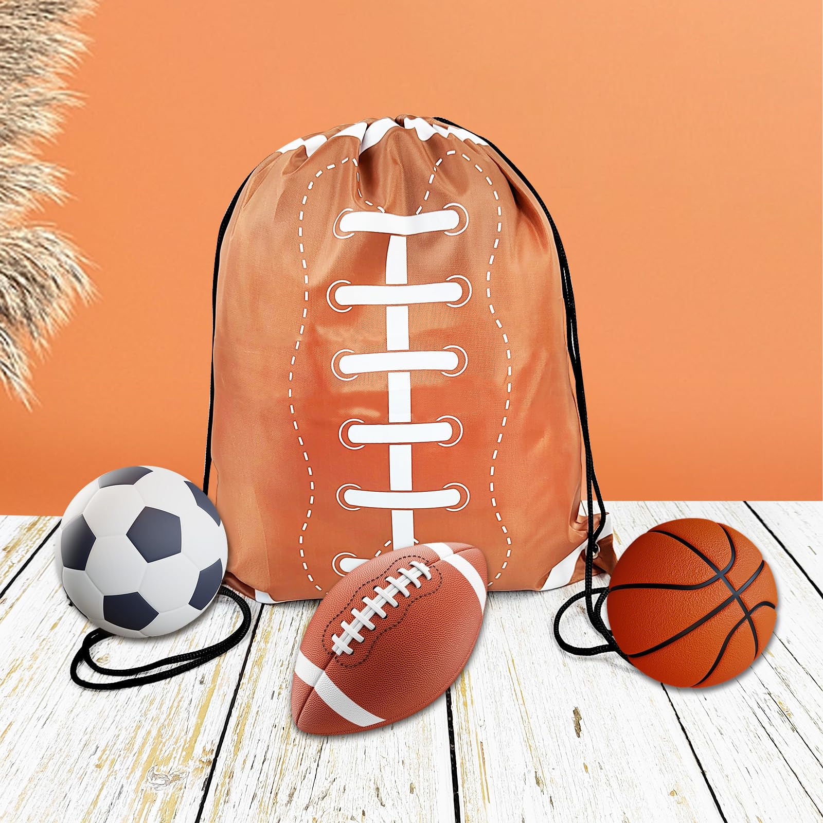 18 Pieces Football Drawstring Bag, Football Drawstring Backpacks Party Favors Cinchs Football Goodie Bags for Gym Party Favors Bags