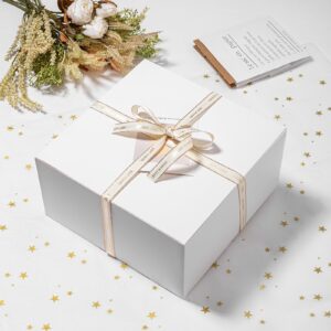 Mcfleet Gift Boxes with Lids 10x10x5 Inches 10 Pack Bridesmaid Proposal Boxes White Cardboard Gift Box for Presents, Craft Boxes for Christmas, Wedding, Graduation, Holiday, Birthday Gift Packaging