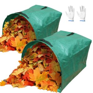 53 gallons garden waste bags-2 pack reusable yard waste bags heavy duty,large yard dustpan-type garden bag for collecting leaves,lawn pool garden leaf waste bag, comes-perfect for yard, garden, lawn