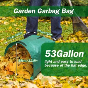 53 Gallons Garden Waste Bags-2 Pack Reusable Yard Waste Bags Heavy Duty,Large Yard Dustpan-Type Garden Bag for Collecting Leaves,Lawn Pool Garden Leaf Waste Bag, Comes-Perfect for Yard, Garden, Lawn