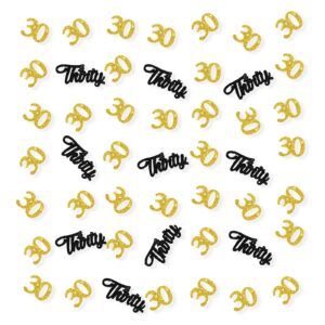 set of 100 happy 30th birthday confetti, gold glitter thirty paper scatter, 30th birthday party decorations, 30 smash cake decor, happy 30th anniversary party decor