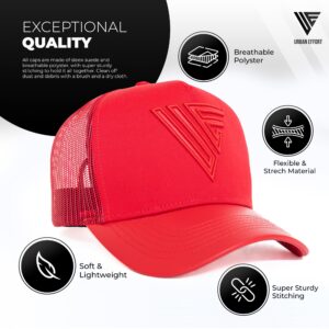 Urban Effort Mesh Back Cap - for Men Baseball Hat 5-Panel Trucker Hat Snapback Closure for Outdoors (Trucker Hat, Red)