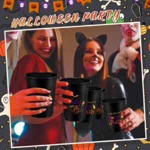 Jinei Disposable Halloween Cups 16 oz Halloween Plastic Party Cups for Halloween Party Decoration Coffee Wine and Hot Cold Drinks for a Halloween Party Favors, Black (200 Pcs)