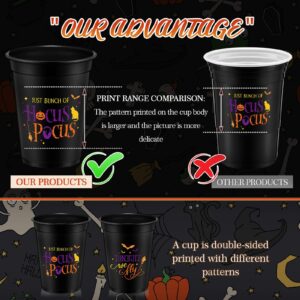 Jinei Disposable Halloween Cups 16 oz Halloween Plastic Party Cups for Halloween Party Decoration Coffee Wine and Hot Cold Drinks for a Halloween Party Favors, Black (200 Pcs)