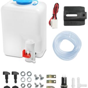 Zlirfy Universal Windshield Washer Bottle,12V Car Windshield Washer Pump Fluid Reservoir Sprayer Kit,Washer Fluid Reservoir Bottle Kit with Pump Jet Button Switch,Replace OEM: 160186