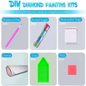 DOTSOPS 6-Pack DIY 5D Beach Diamond Painting Kit Art Adult Painting Kit Crafts Beginner diamond art beach 5D Full Art Diamond Large Diamond Painting Home Wall Decoration Gift 12x16 inches