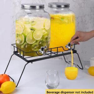 Beverage Dispenser Stand for Parties 1 Gallon Double Drink Metal Dispenser Stand Dispenser Holder, Compatible with Round Water Glass Jar Jug Gallon Containers, Parties & Daily Use（No drinks machine）