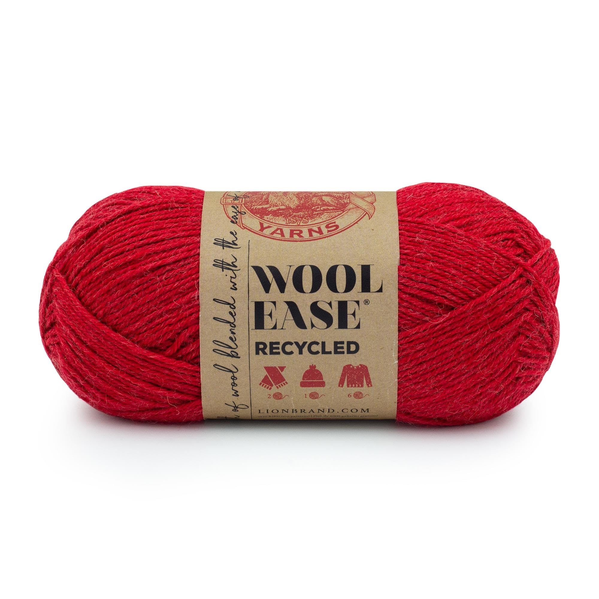 Lion Brand Yarn Wool-Ease Recycled yarn, 1 Pack, Red