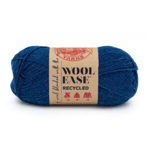 lion brand yarn wool-ease recycled, yarn for crochet, royal blue, 1 pack