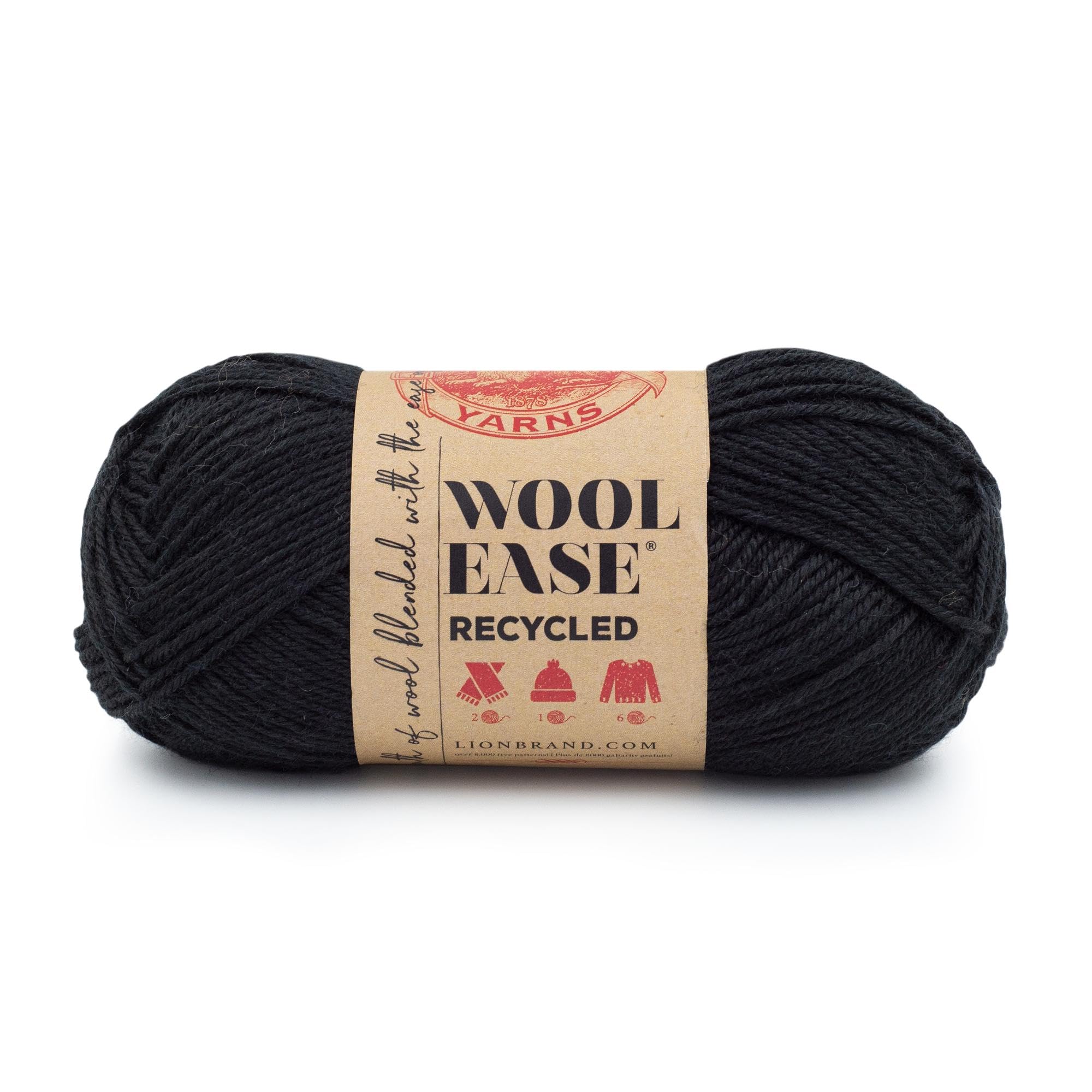 Lion Brand Yarn Wool-Ease Recycled yarn, 1 Pack, Black