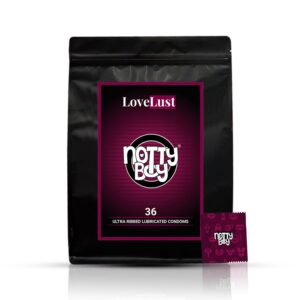 nottyboy lovelust ultra ribbed condoms for men - 36 count