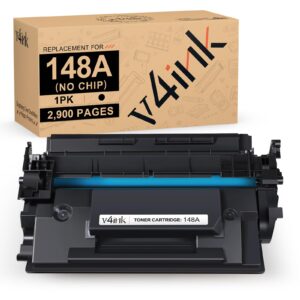 v4ink 148a toner cartridge (no chip) compatible replacement for hp 148a w1480a black toner for hp laserjet pro 4001dw 4001dwe 4001dn 4001n mfp 4101fdw 4101fdn 4101fdwe printer ink, 1 pack