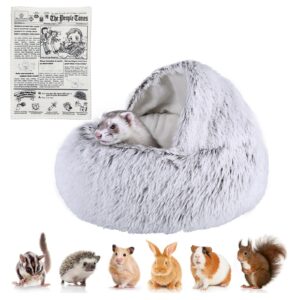 ferret bed cave and hideouts | ferret hammock for cage | ferret hideaway bed accessories | for small pet cushion long plush soft washable for ferret & small animals